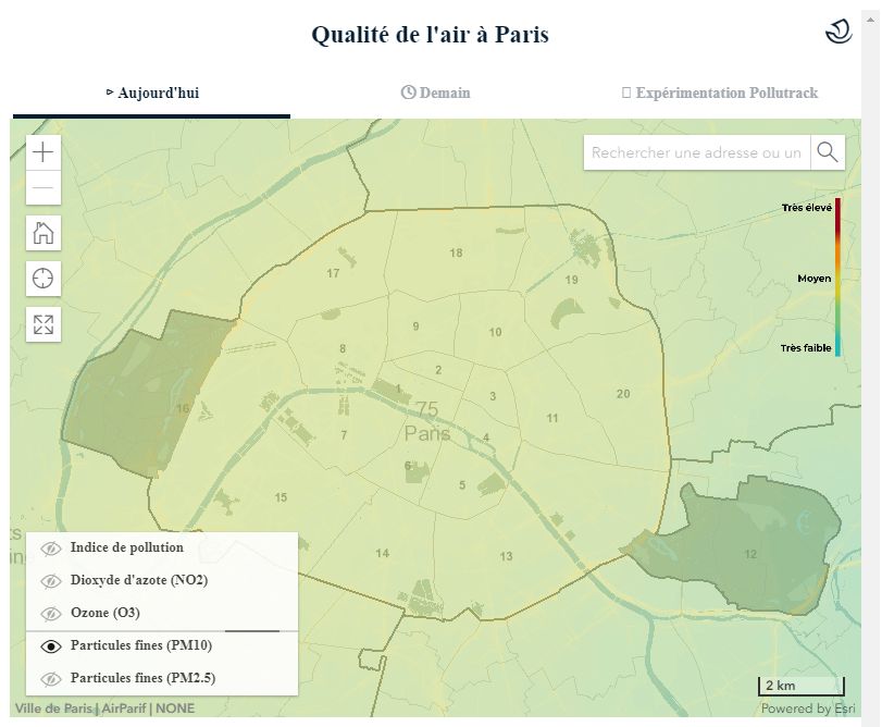 À Paris, "Pollutrack", une carte interactive pour connaître le niveau ...